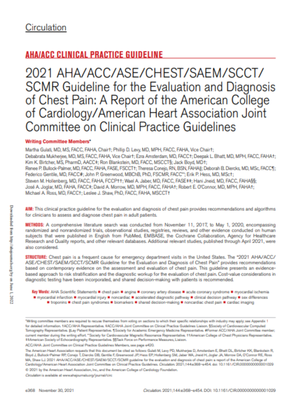 2021 AHA/ACC/ASE/CHEST/SAEM/SCCT/ SCMR Guideline for the Evaluation and ...
